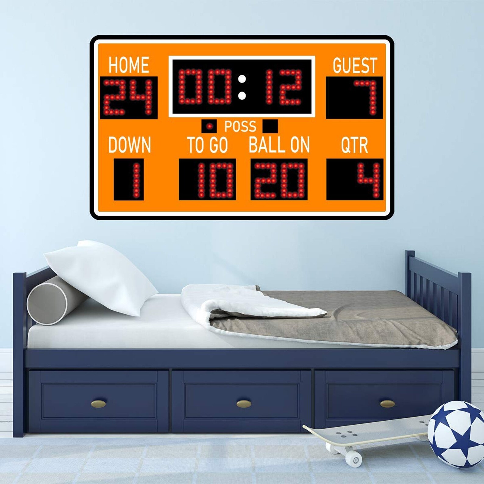 Football Scoreboard Wall Sticker - Peel and Stick Sports Decor Vinyl ...
