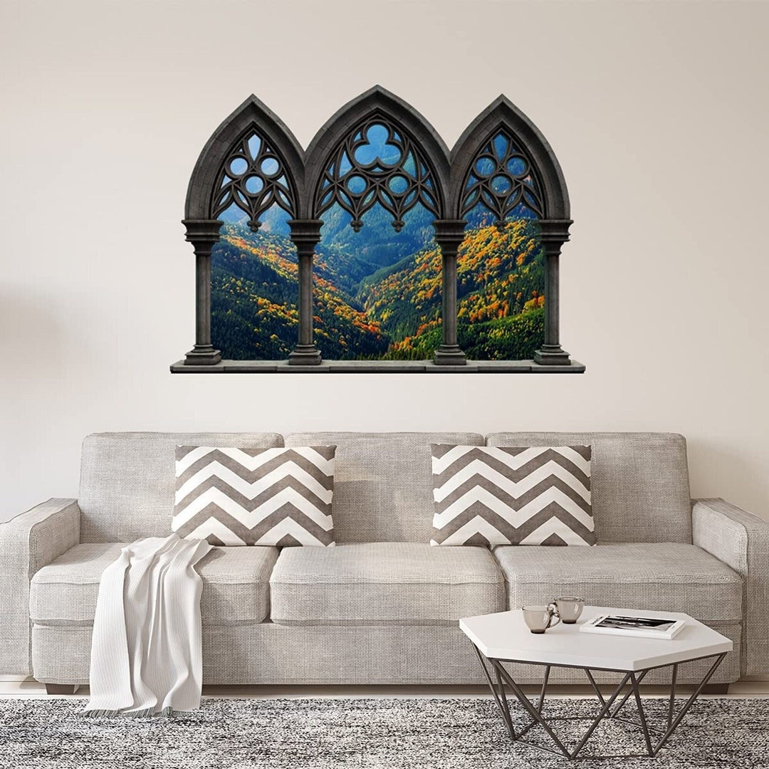 Castle Window Decals for Walls Forest Home Decor Nature Peel and Stick ...