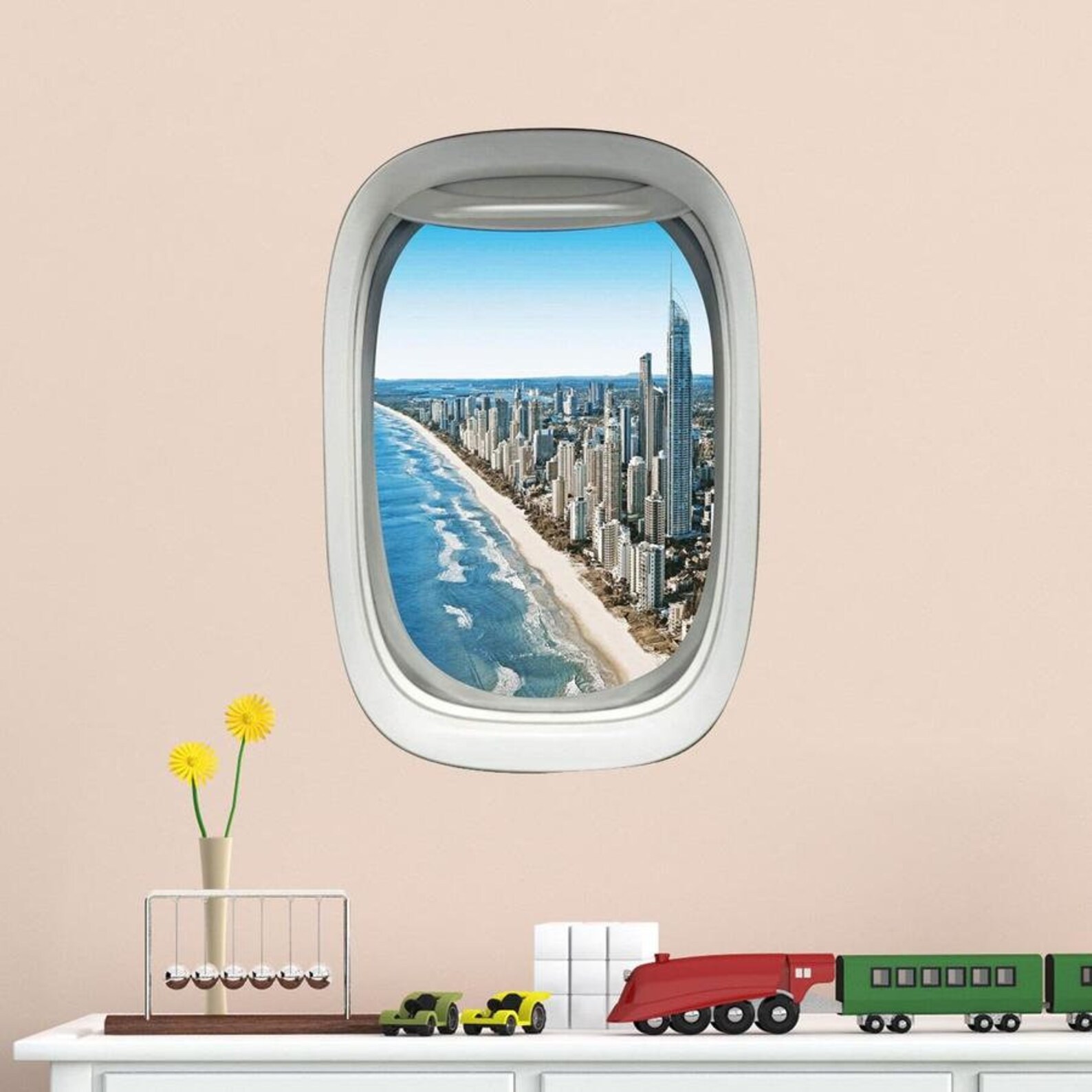 Airplane Window Wall Decal City Beach Scene Wall Decor VWAQ - Etsy