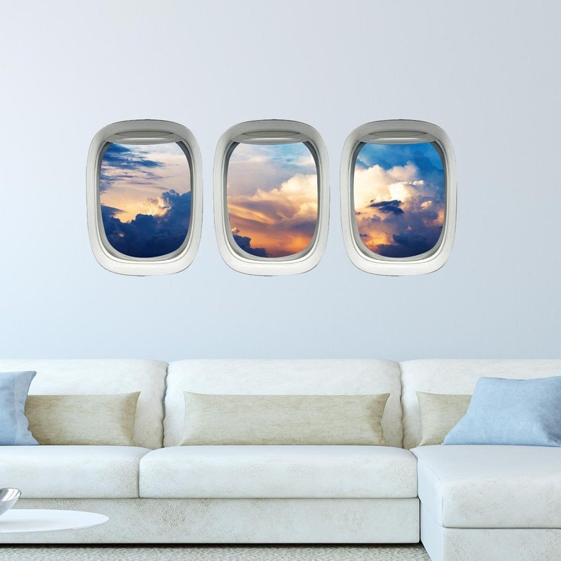VWAQ Airplane Clouds Window Decals for Kids Room Aircraft | Etsy