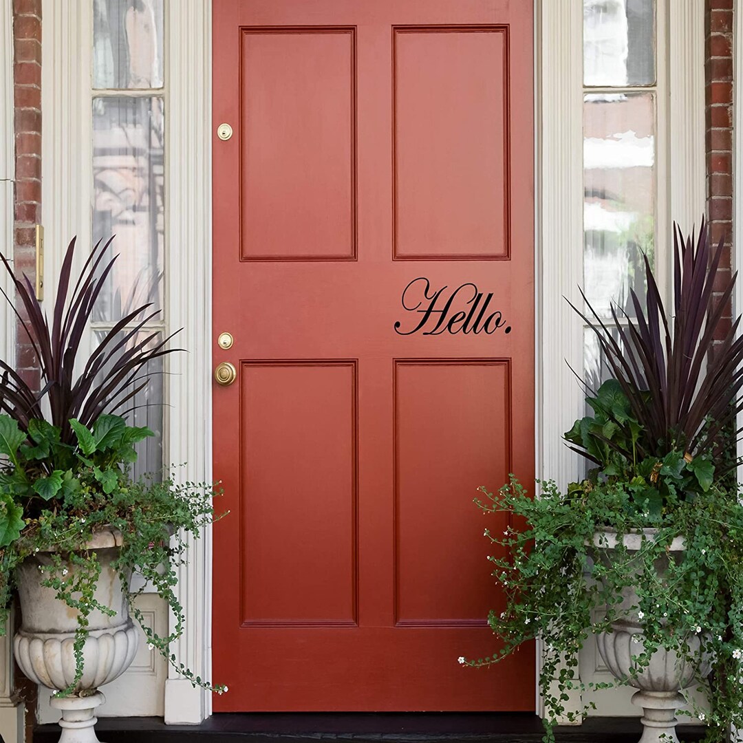 Hello Front Door Decal Welcoming Home Decor Vinyl Sticker Lettering ...