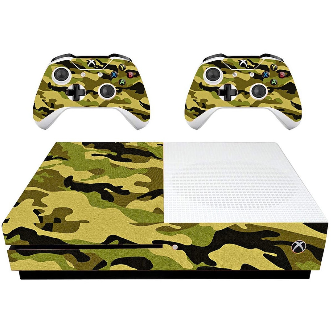 Camo Skin for Xbox One Slim Console and Controllers Woodland Camouflage ...