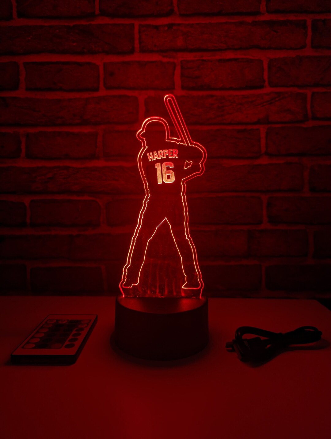 Personalized LED Lamp Name Baseball Night Light up Sign - Edge Lit ...
