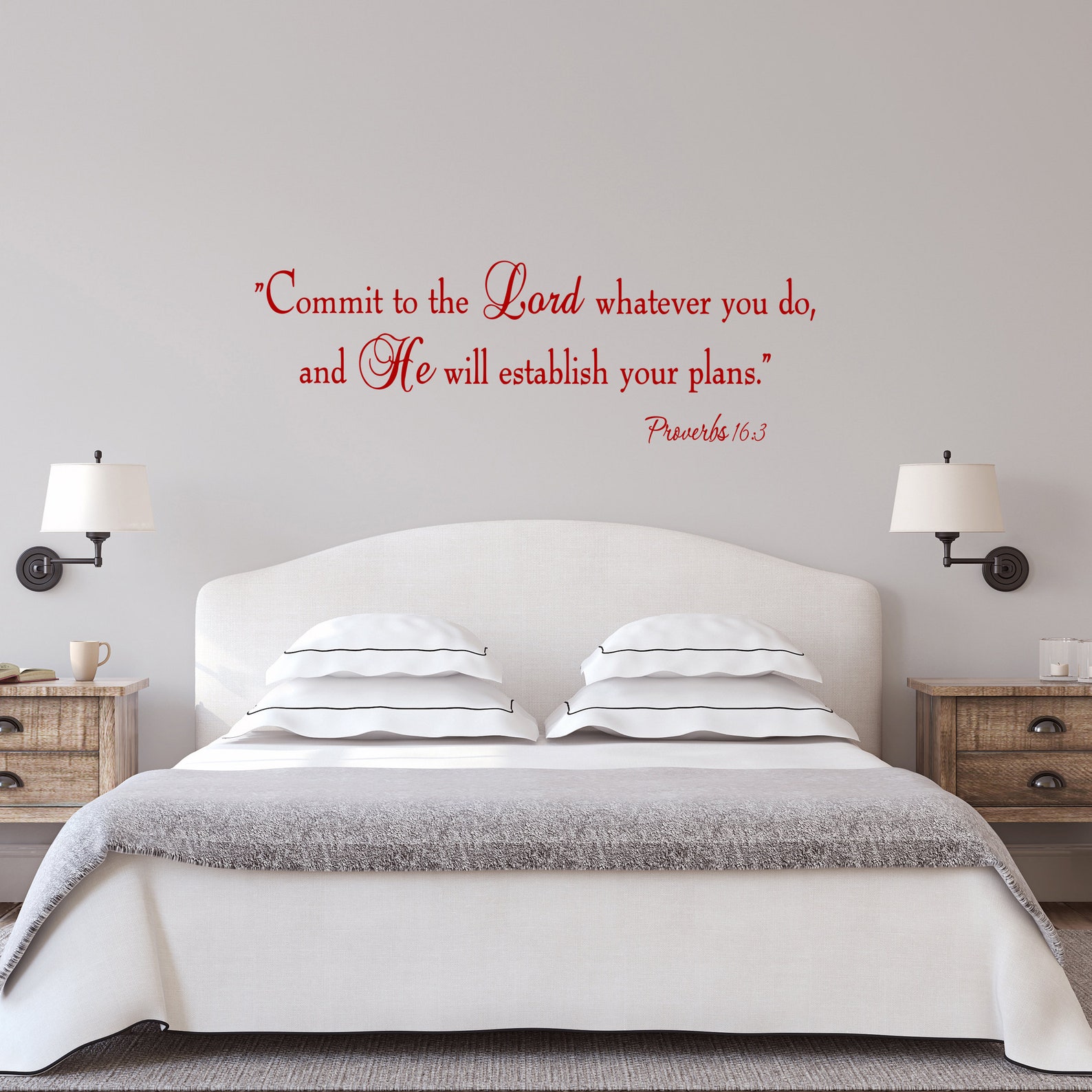 Christian Faith Stickers Headboard Scripture Wall Decal - Commit to the ...