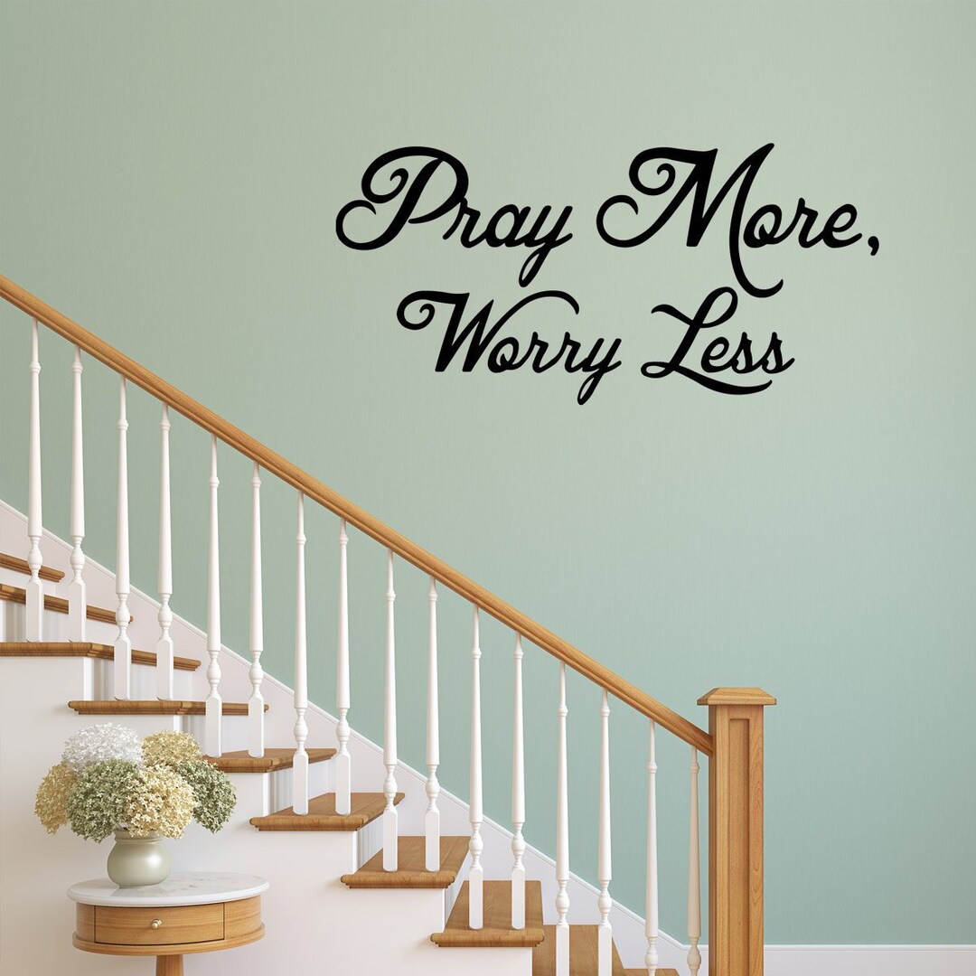 VWAQ Pray More Worry Less Wall Decal Christian Wall Art Decor - 2003 - Etsy