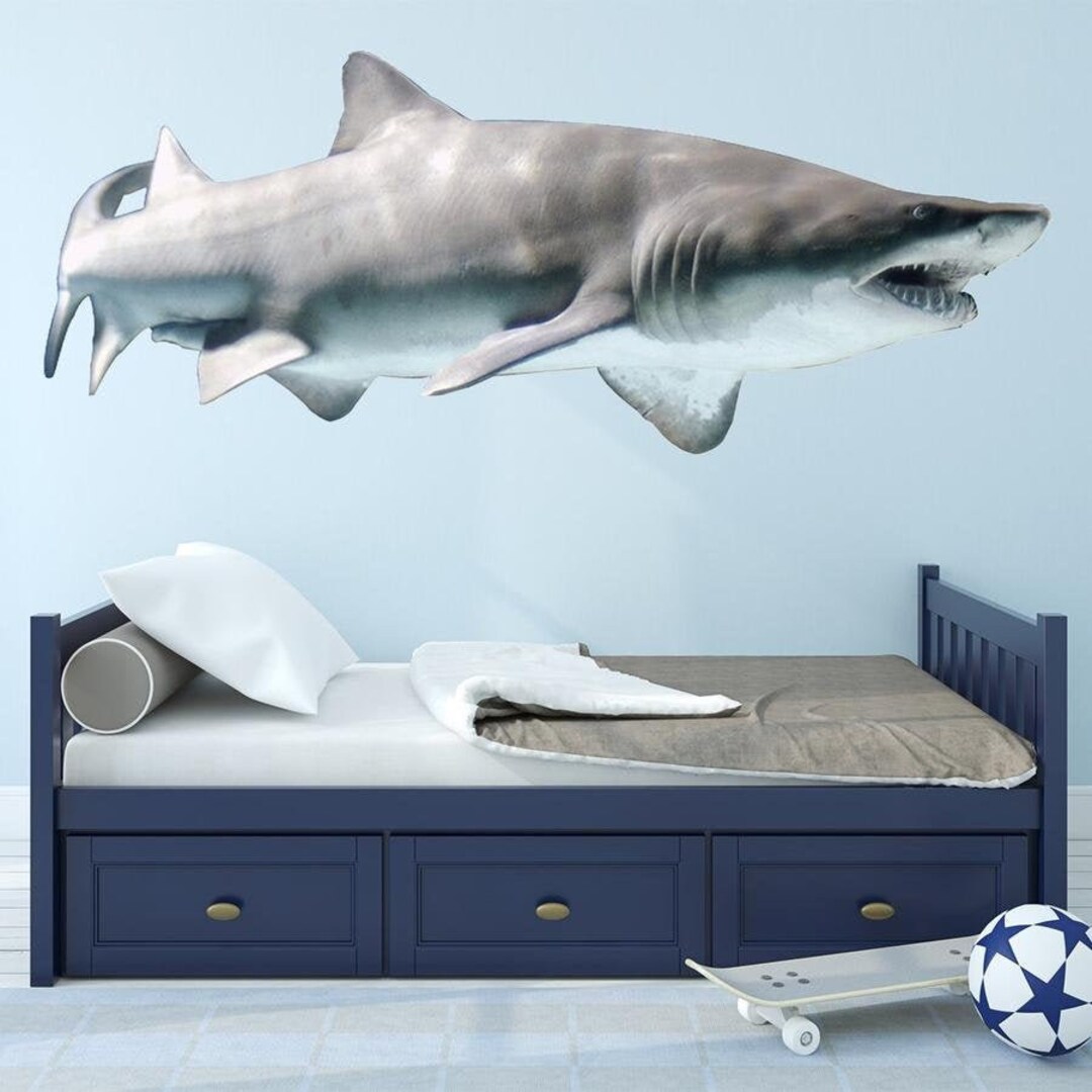 VWAQ Shark Wall Decal - Sand Shark Wall Decor - Peel and Stick Ocean ...