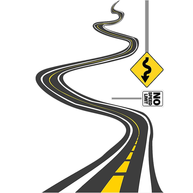 Winding Road Wall Decal with Street Signs Kids Room Stickers | Etsy