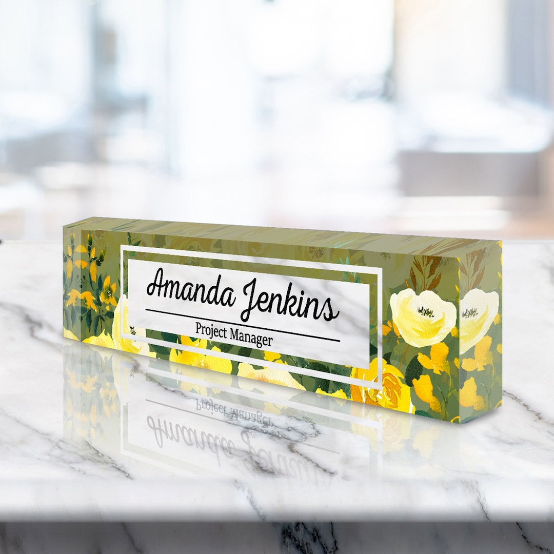 Personalized Name Plate for Desk | Lily Flower Clear Acrylic Glass Art ...
