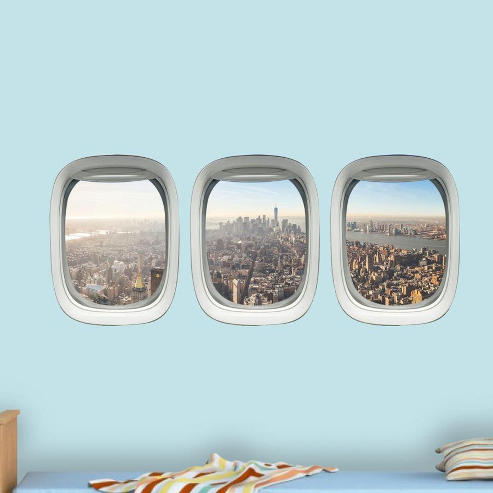 Airplane Decal Window Frame Cityscape Sticker Pack City - Etsy