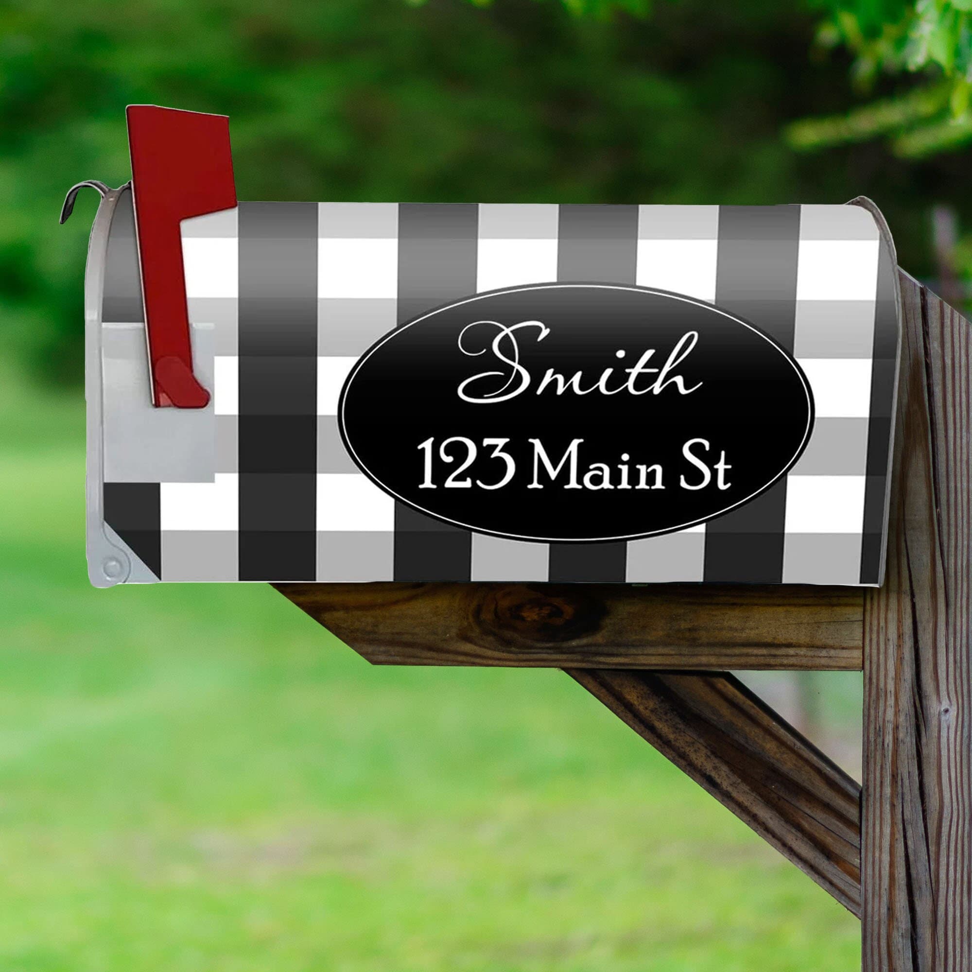 Custom Address Mailbox Covers Magnetic - Personalized Plaid Mailbox ...