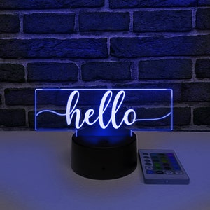 Hello Acrylic Sign, Desk Lamp, LED Night Light, Art Deco - VWAQ BACR10 ...