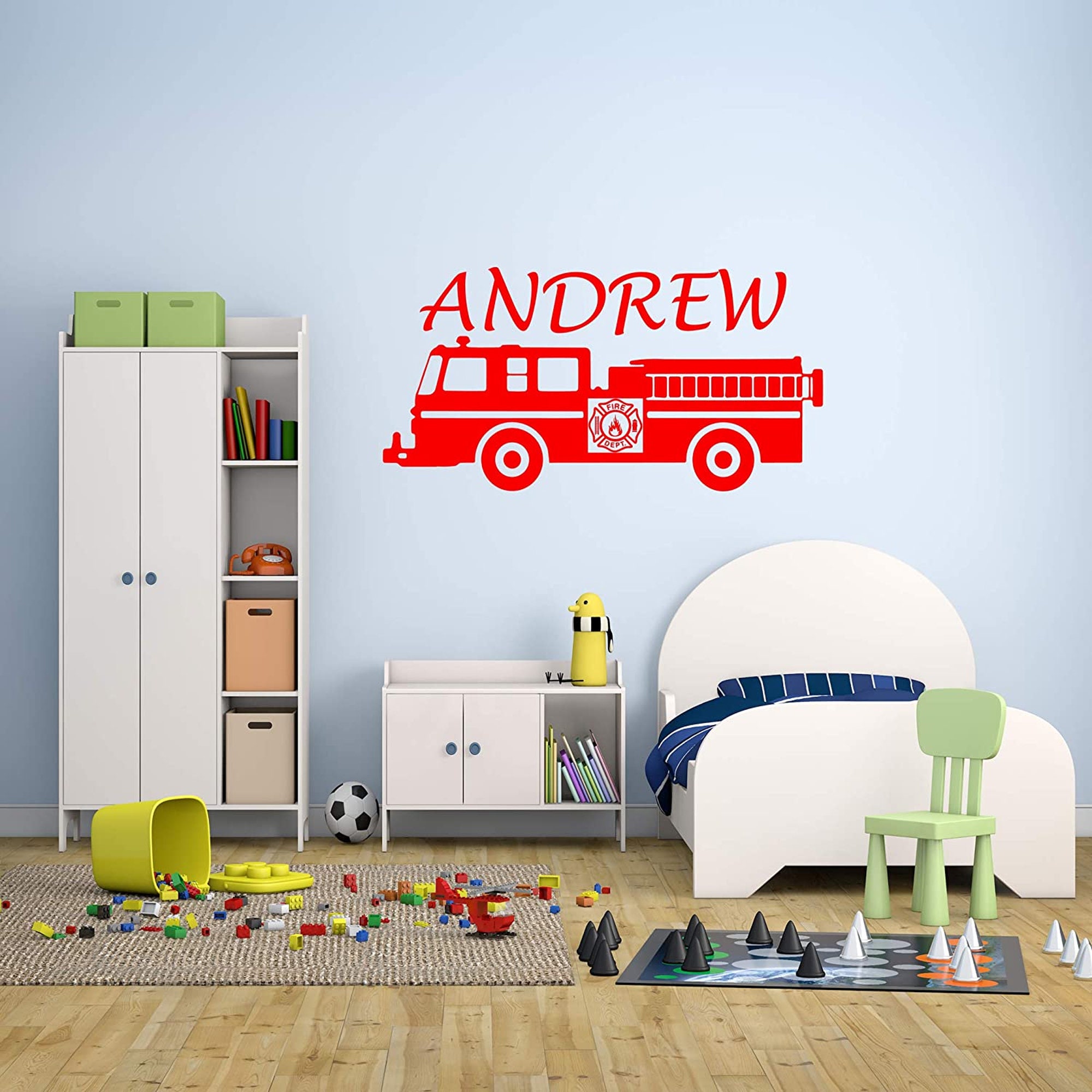 Custom Name Firetruck Wall Stickers Boys Room Firefighter | Etsy