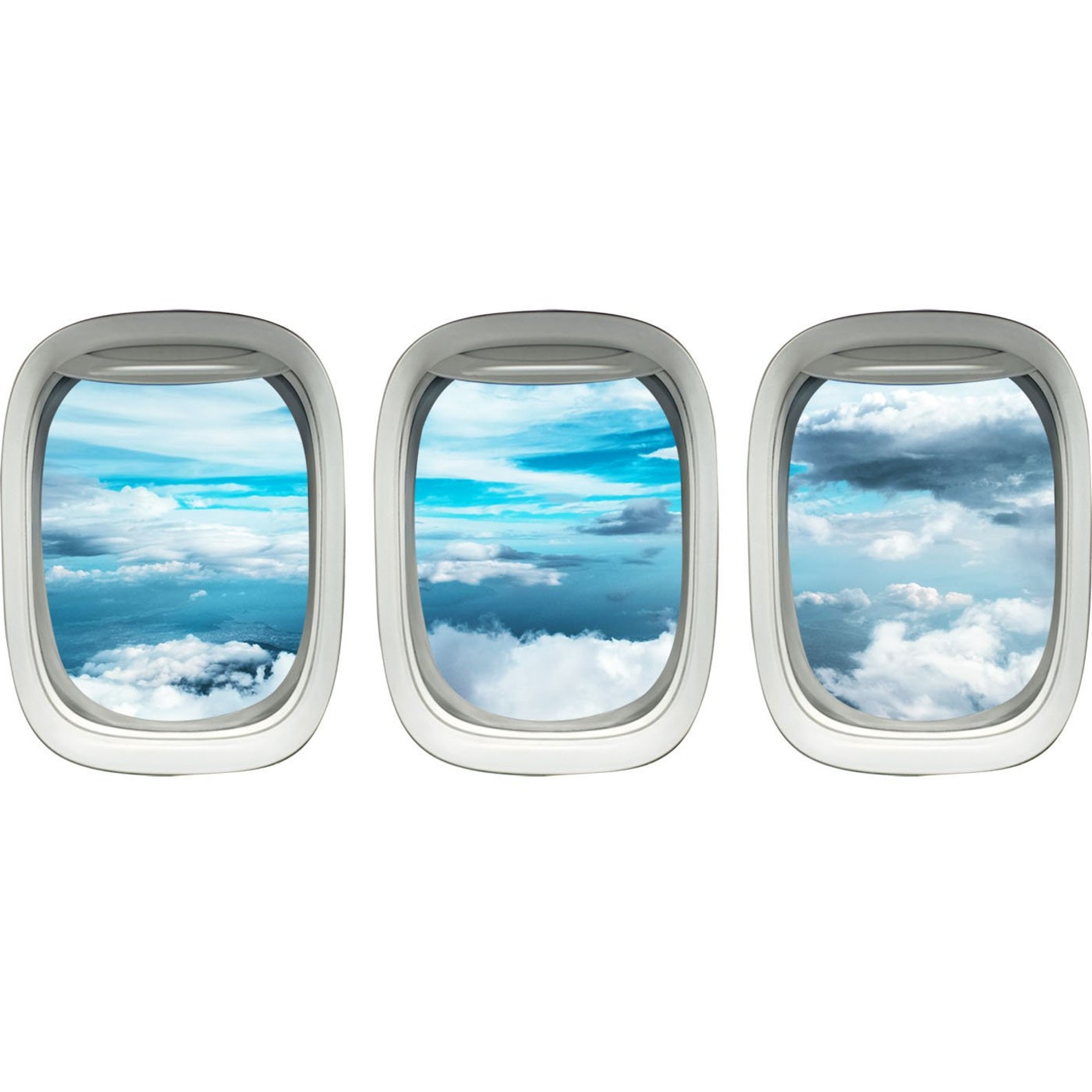 Airplane Decal - Aircraft Window Frame Wall Mural Sticker Pack - Boys ...