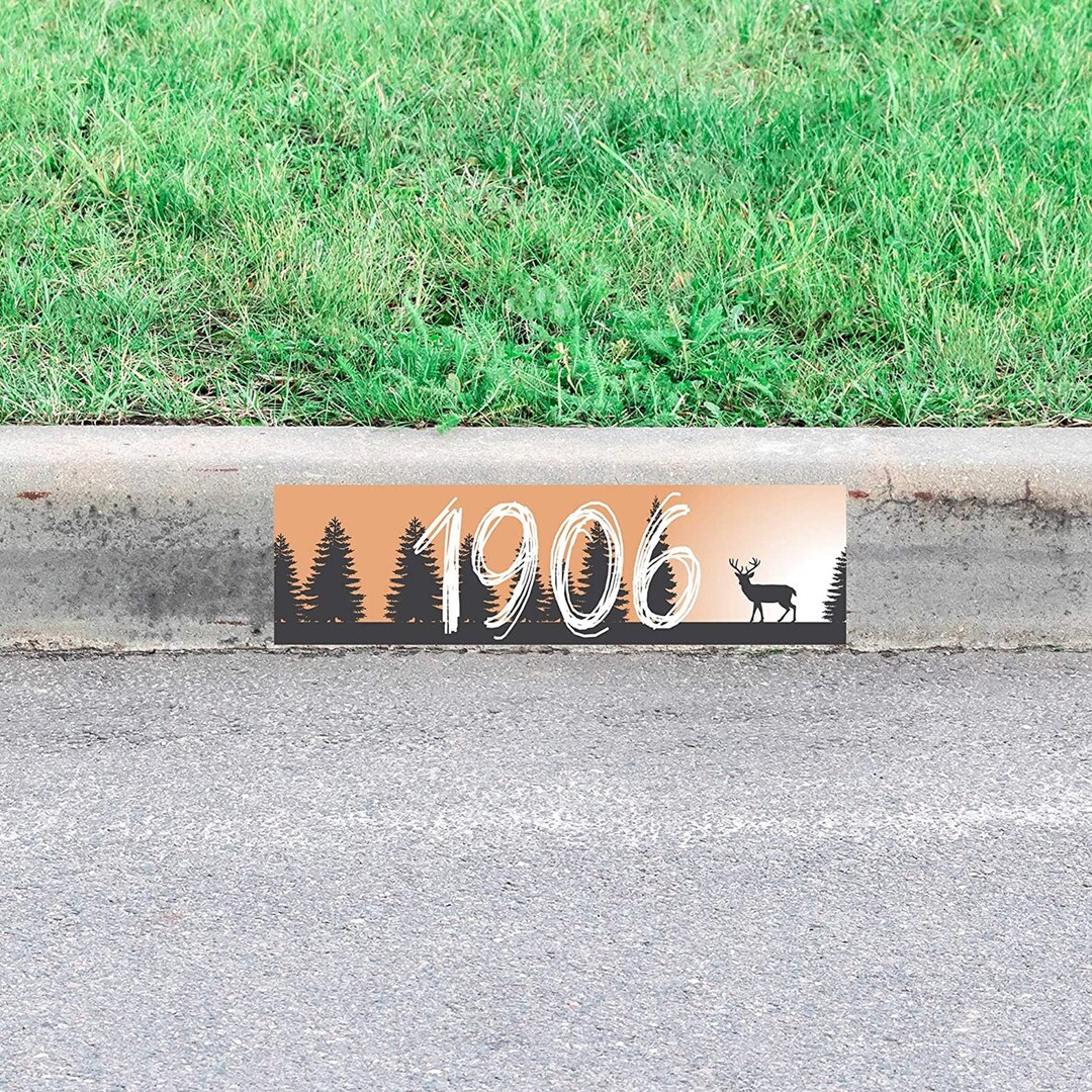 Curb Sticker Custom Street Numbers Forest Cement Curbside Decal ...