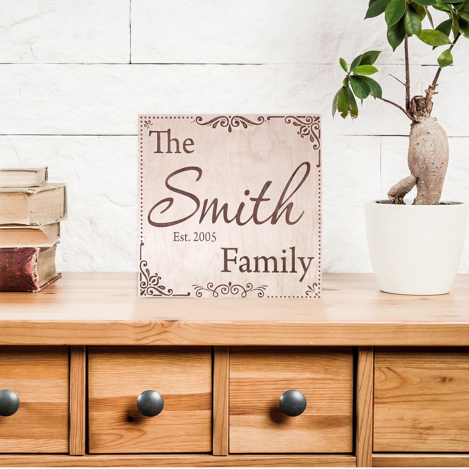 Personalized Family Last Name Est Wood Sign Laser Engraved - Birch Wood ...