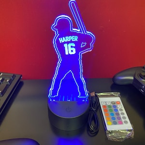 Personalized LED Lamp Name Baseball Night Light up Sign - Edge Lit ...