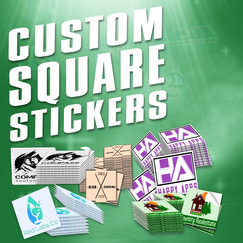 50 Pack Custom Logo Vinyl Stickers – Front Adhesive Promotional ...
