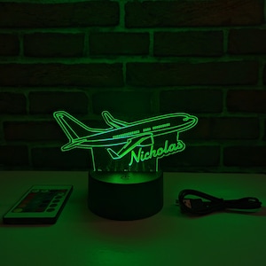 Personalized Night Light Acrylic Air Plane Name - Aviation LED Lights ...