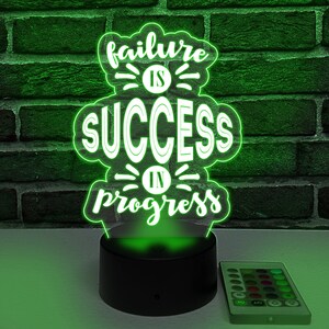 Acrylic Led Night Light up Sign Desk Lamp Failure is Success in ...