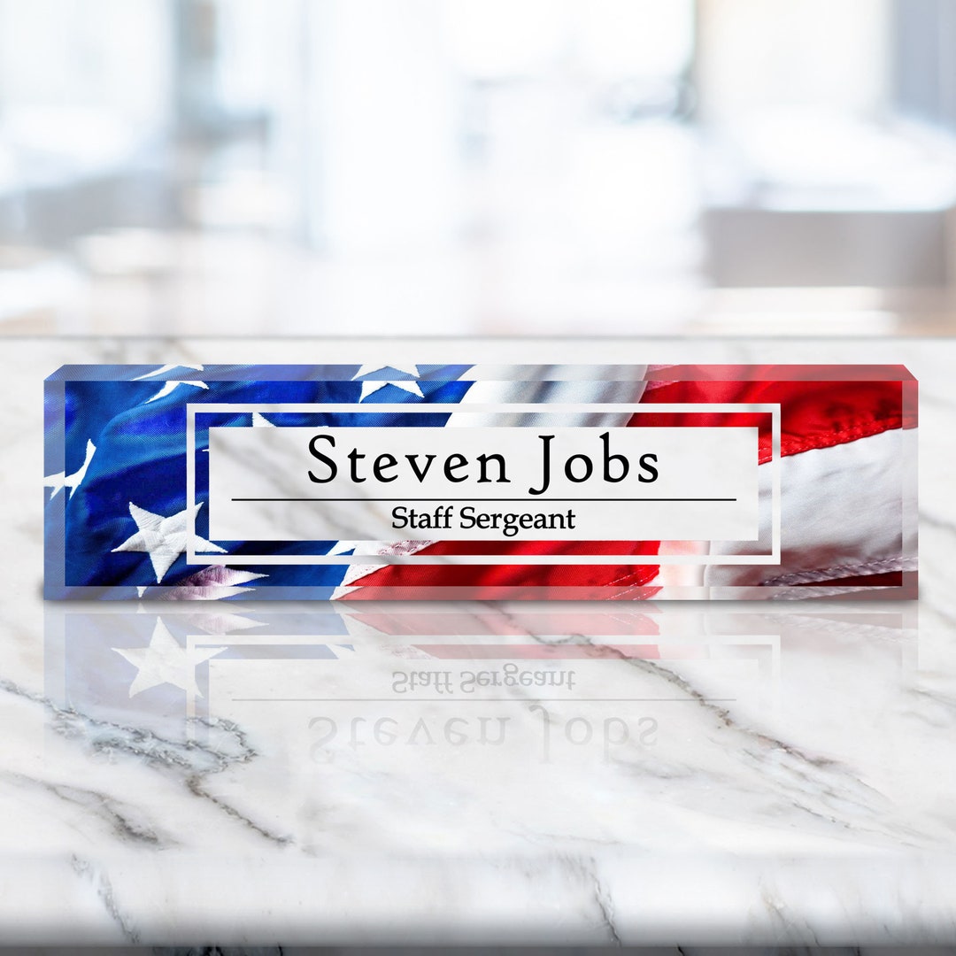 Personalized Name Plate for Desk | USA Flag | Patriotic Clear Acrylic ...
