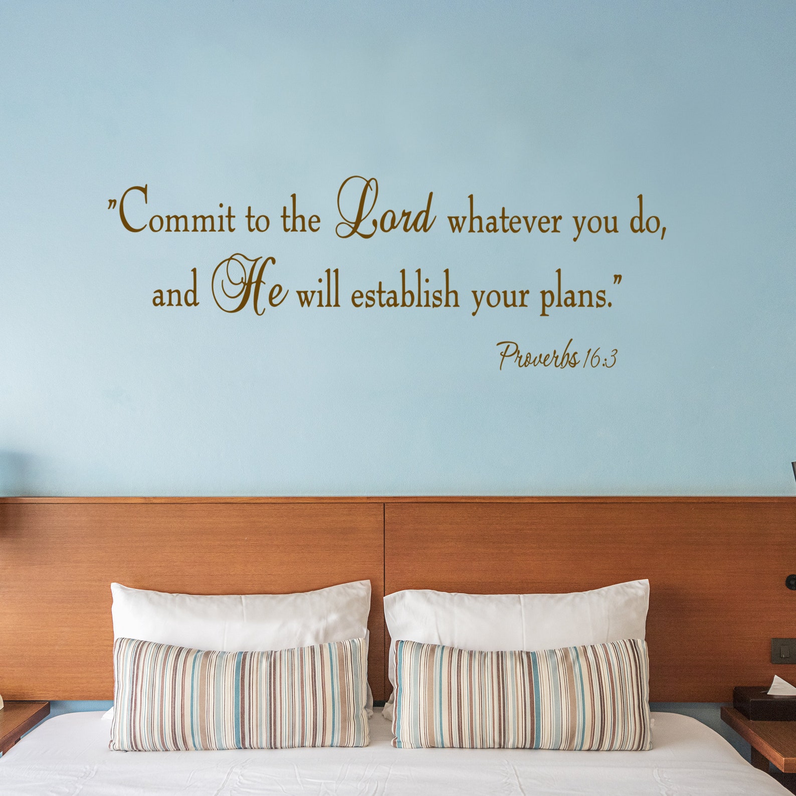 Christian Faith Stickers Headboard Scripture Wall Decal - Commit to the ...