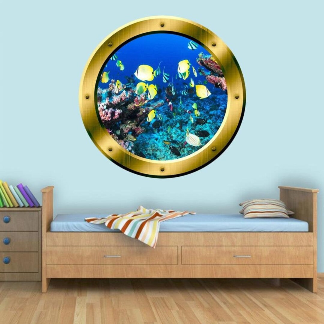 Underwater Fish Window Porthole Coral Reef Vinyl Decal Mural - VWAQ ...