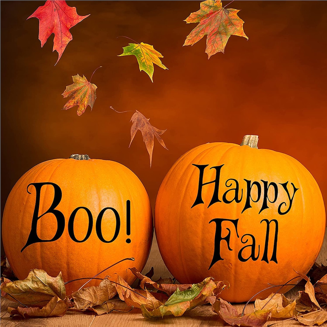 Happy Fall & Boo! Pumpkin Decal Front Porch Holliday Decor Curb Appeal ...