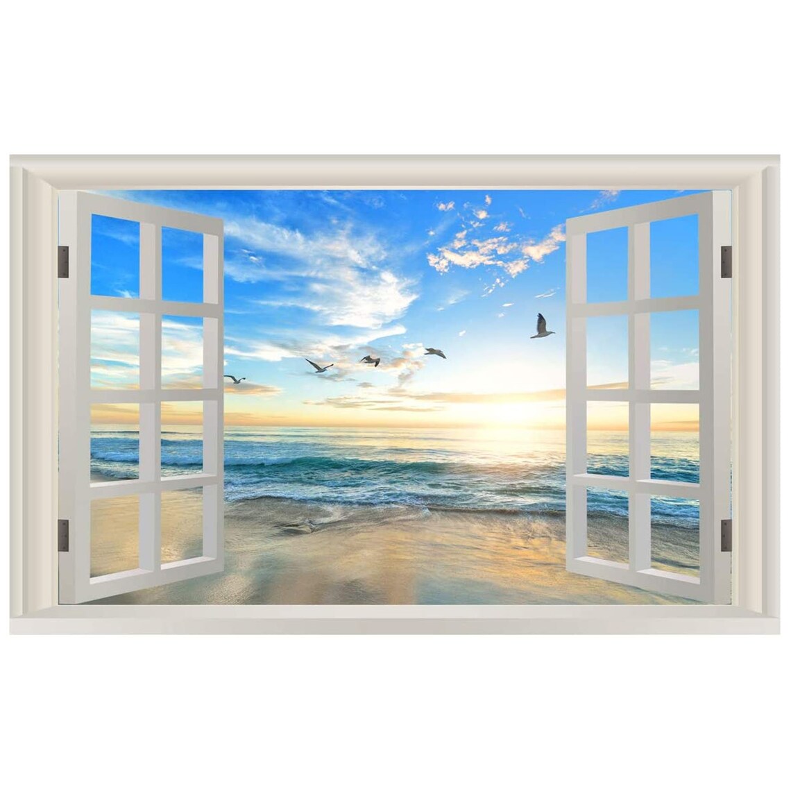 Sunset Beach Wall Decal Window Wall Mural Decor 3D Ocean - Etsy