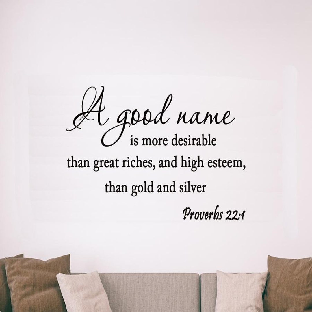 Christian Faith Stickers Bible Verse Scripture Wall Decal - A Good Name ...