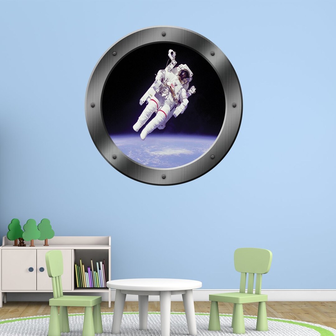 Astronaut Porthole Window Wall Mural Graphic Decal - Kids Room Space ...