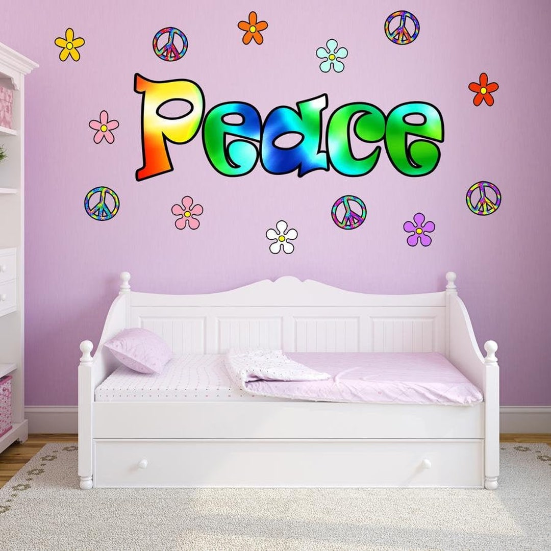VWAQ Sticker Pack - Peace Sign Wall Decals - Peel and Stick Vintage ...