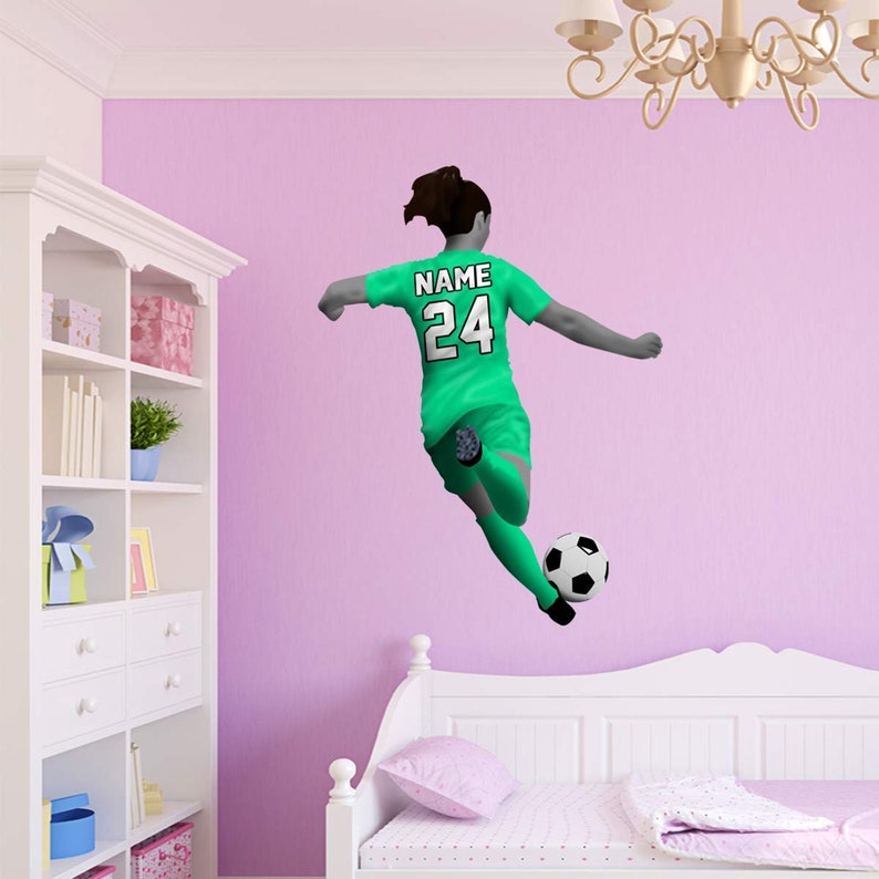Personalized Girl Soccer Player Wall Decal - Custom Name Sports Sticker ...