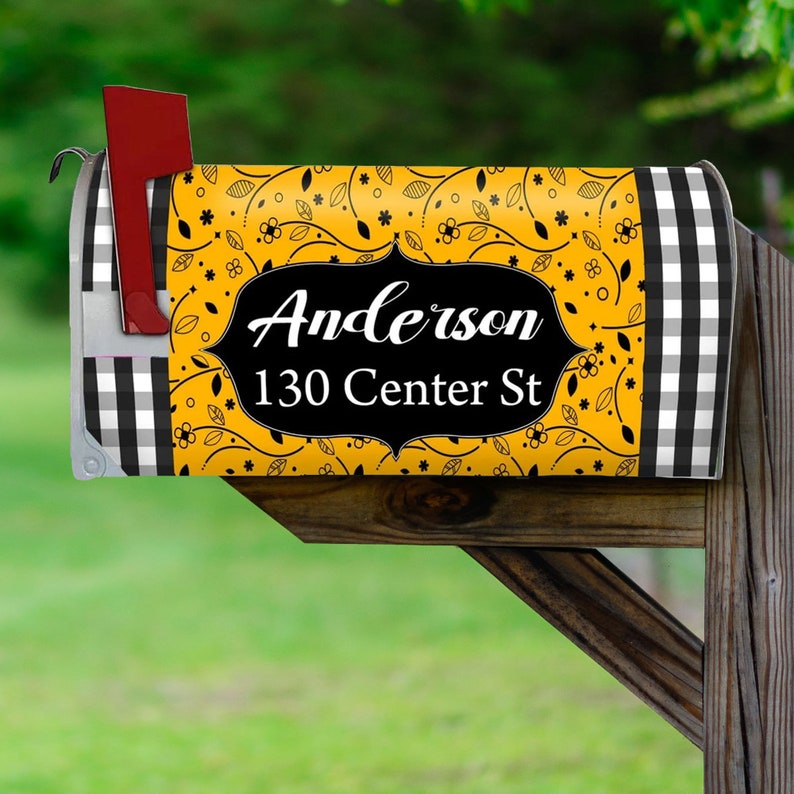 Custom Magnetic Mailbox Cover - Personalized Name and Address Plaid ...