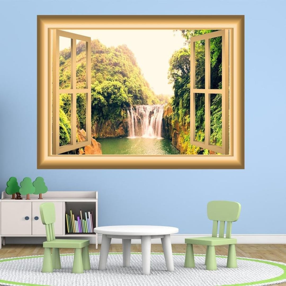 Waterfall 3D Wall Art Window Frame Beautiful Scene Home Décor Wall ...
