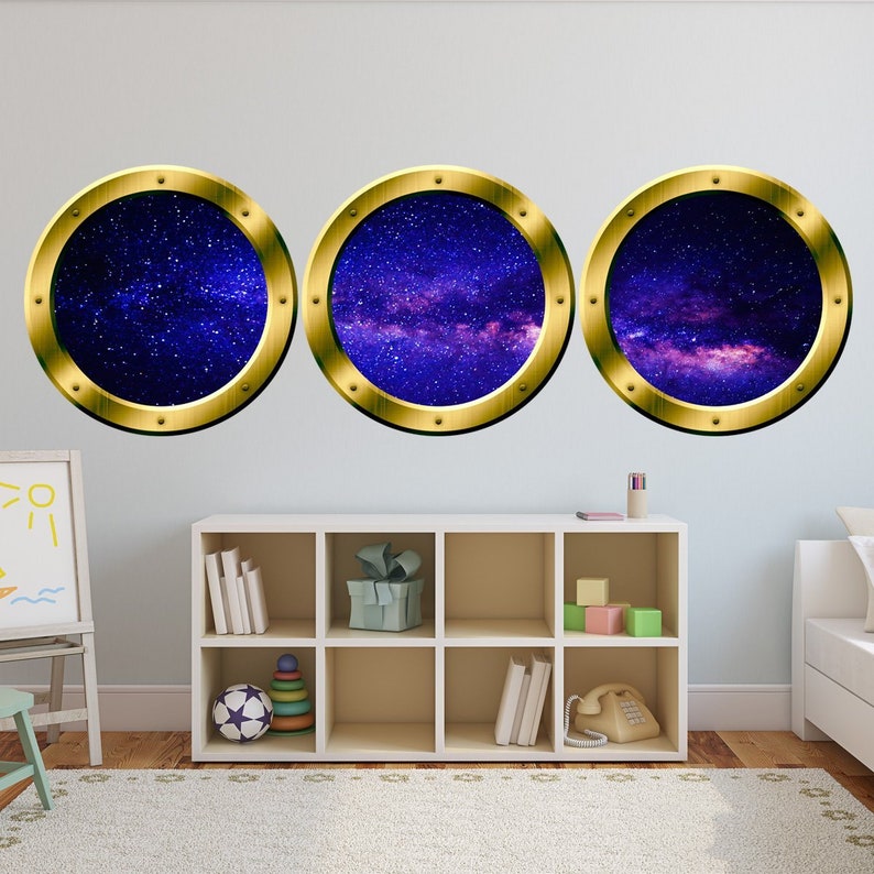 VWAQ Spaceship Window Wall Decals for Kids Rooms | Outer Space Window ...