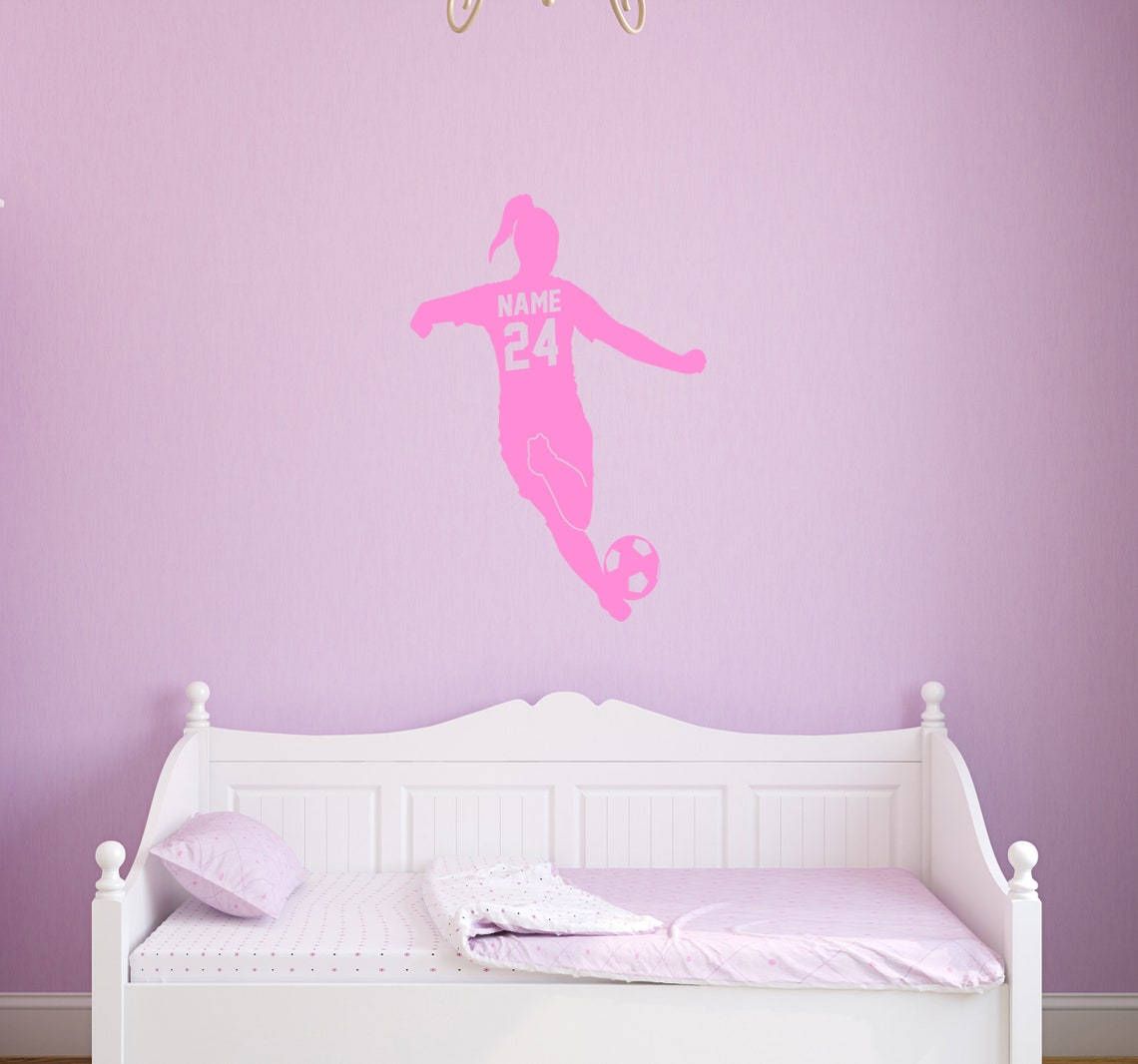 Custom Name Girls Soccer Player Wall Decal With Personalized Name and ...