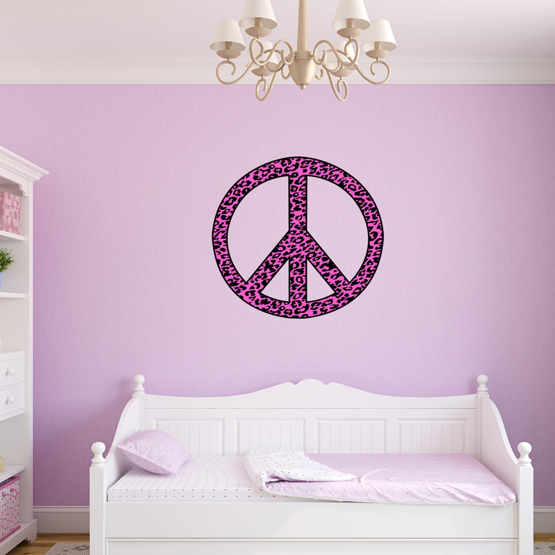 Peace Sign Wall Art Sticker Cheetah Print Room Decor - VWAQ PC12 - Etsy
