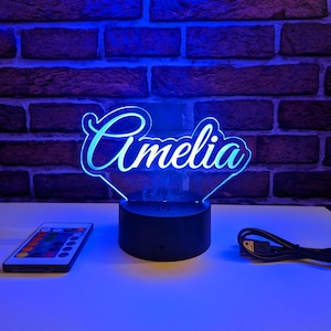 Custom LED Name Night Light Personalized Acrylic Desk Lamp - Kids Room ...