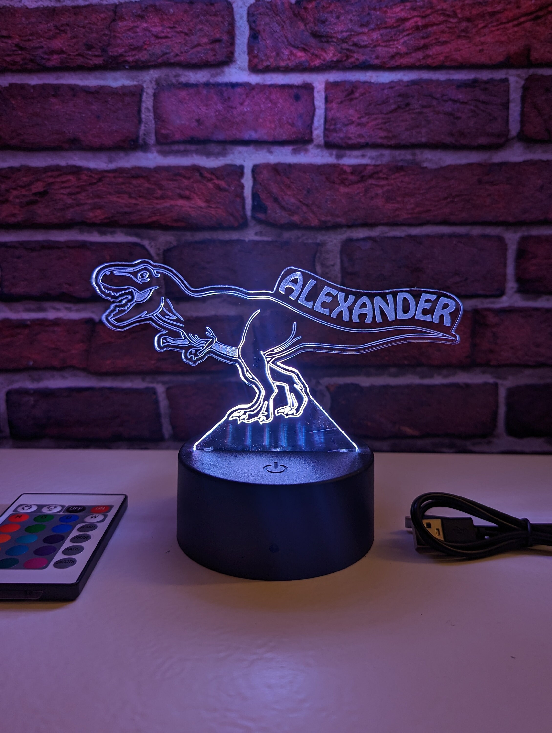 Personalized LED Name Dinosaur Night Light up Sign - Nursery Decor ...