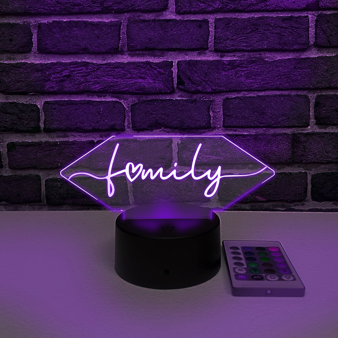 Family Acrylic LED Desk Lamp, Light up Sign, Lights Art Deco Multi ...