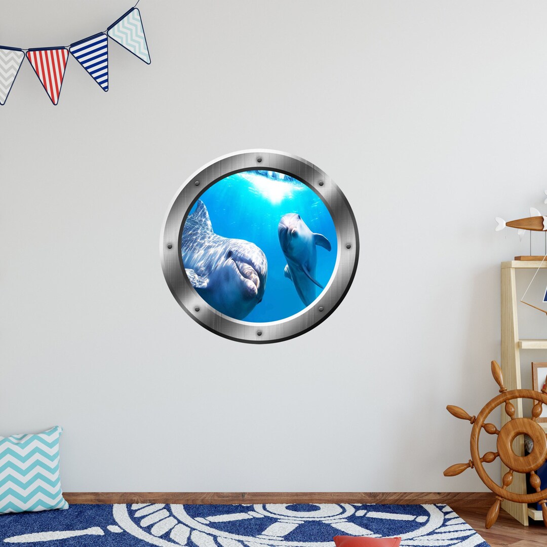 Scenic Landscape Wallpaper, Fake Window Decal, Wall Mural Art Beach ...