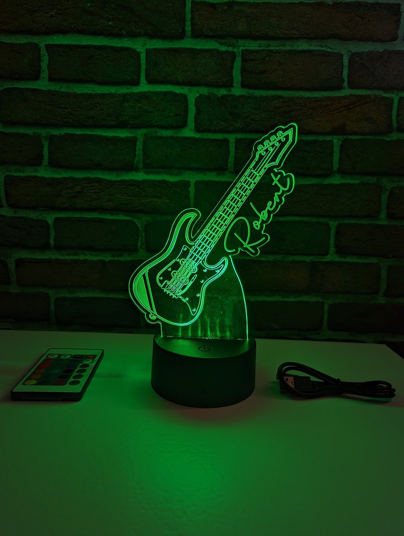 LED Name Custom Night Light up Sign - Acrylic Art Deco Lamp Bass Guitar ...