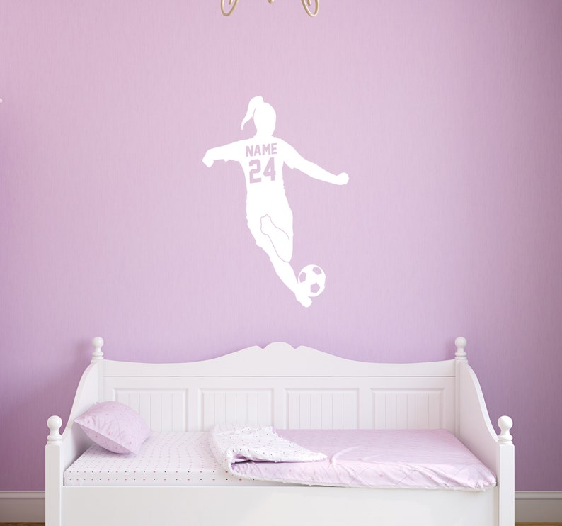 Custom Name Girls Soccer Player Wall Decal With Personalized Name and ...