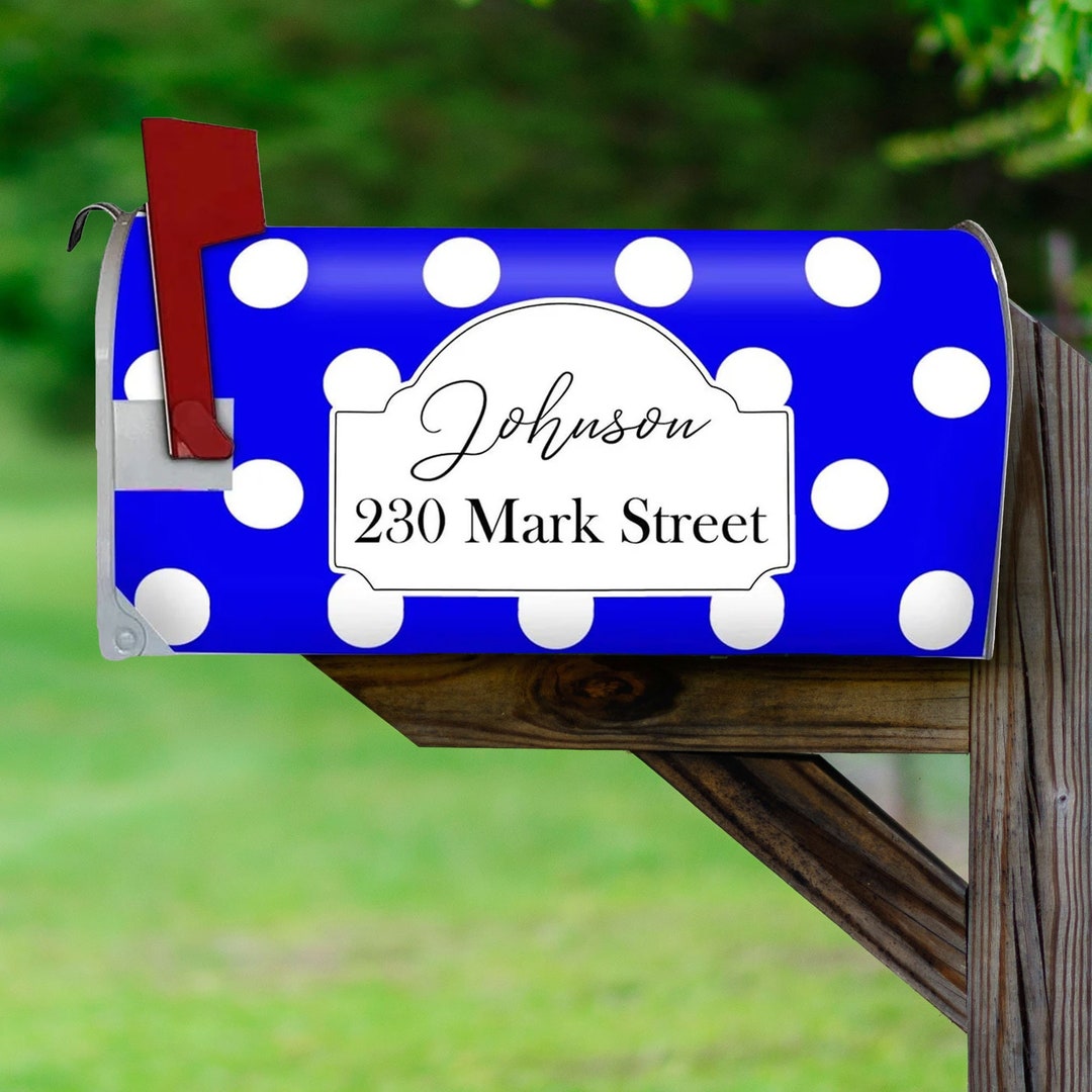 Personalized Polka Dot Mailbox Cover Magnetic - Custom Address Mailbox ...
