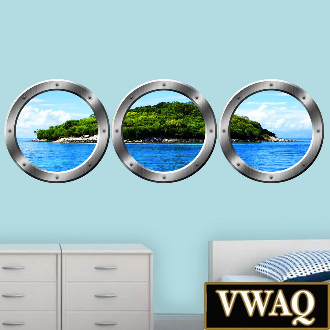 Wall Art Porthole Stickers - Nature Window Clings, Cruise Ship Decals ...