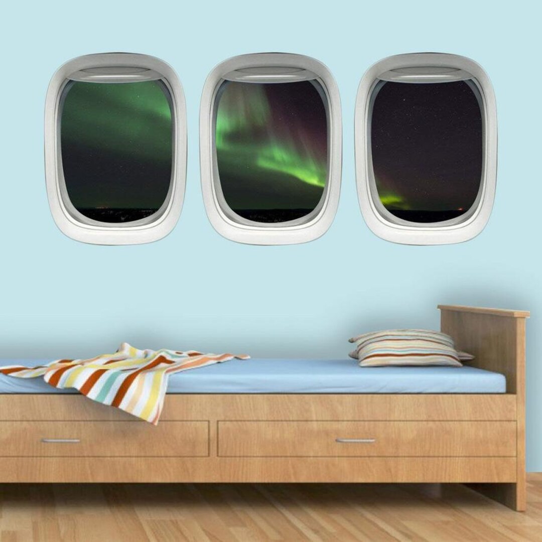 Northern Lights Aviation Window Wall Art Decals - Airplane Window Wall ...