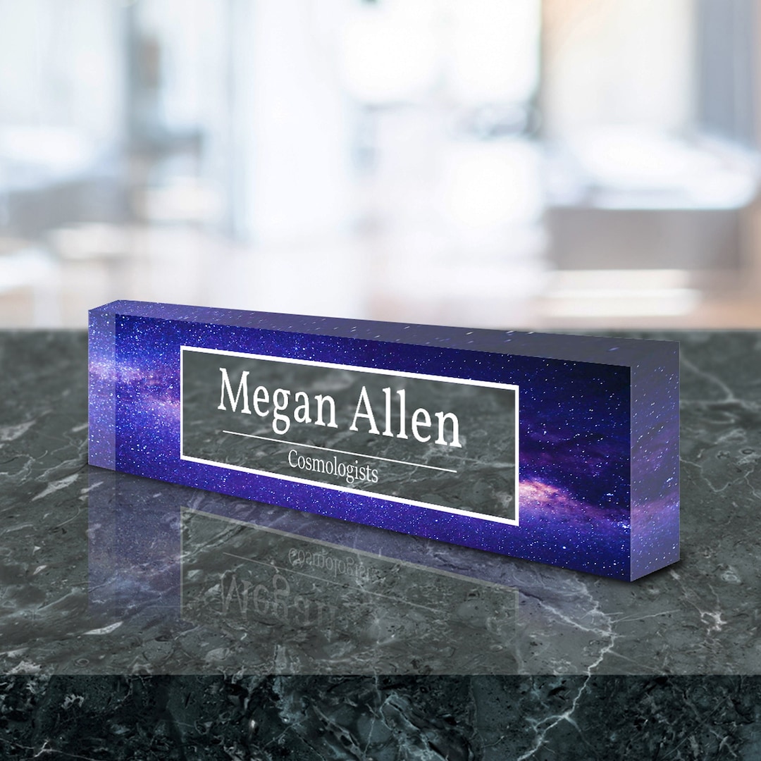 Personalized Name Plate for Desk | Clear Acrylic Galaxy Nebula Art ...