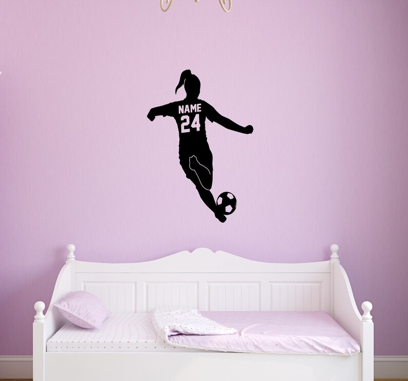 Custom Name Girls Soccer Player Wall Decal With Personalized Name and ...
