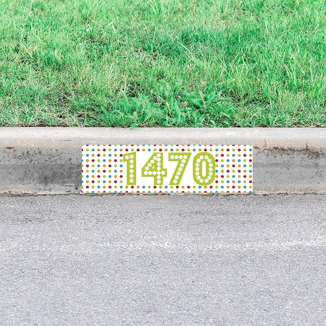 Custom Curb Sign Decal Polka Dot Sticker Personalized Curbside House ...