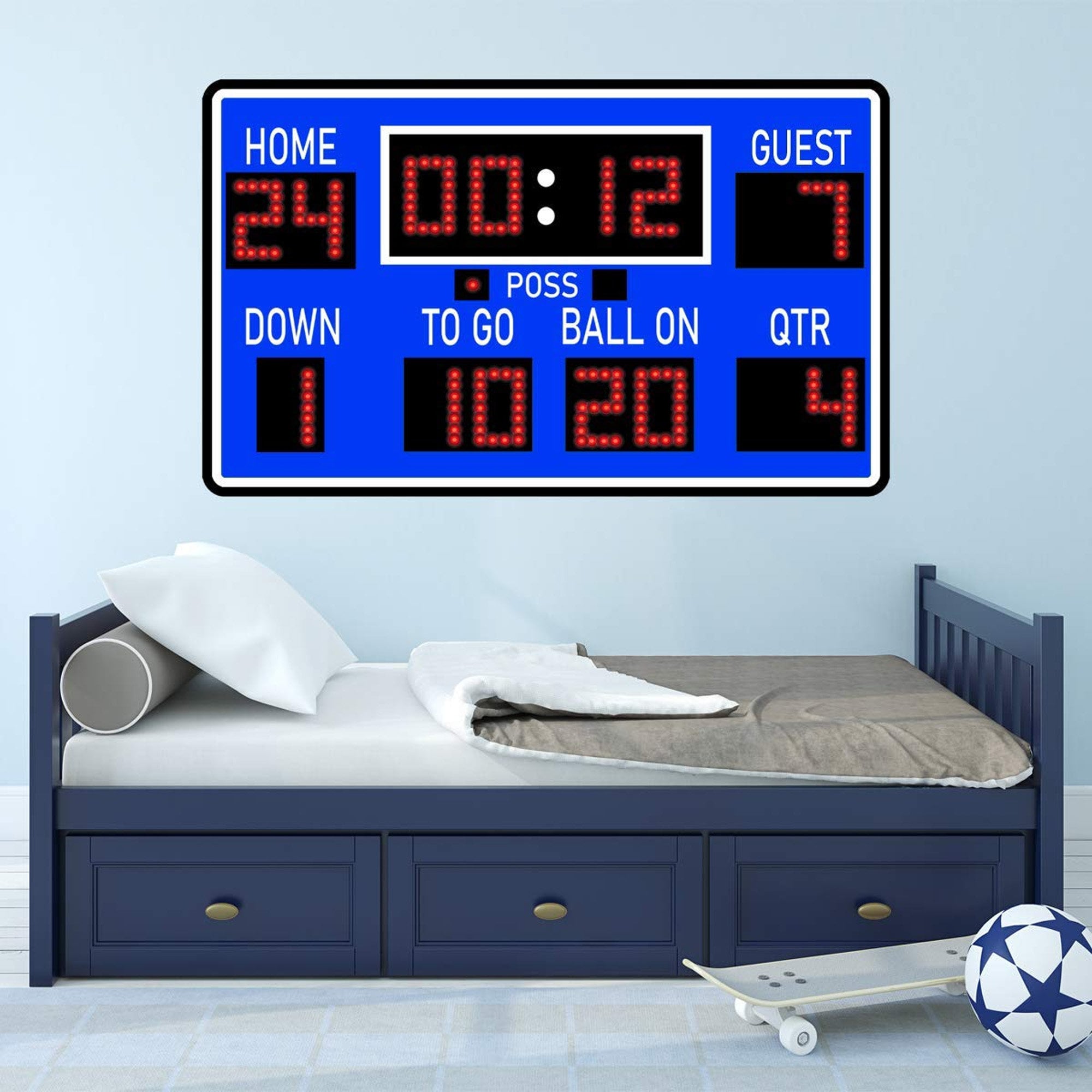 Football Scoreboard Wall Sticker - Peel and Stick Sports Decor Vinyl ...